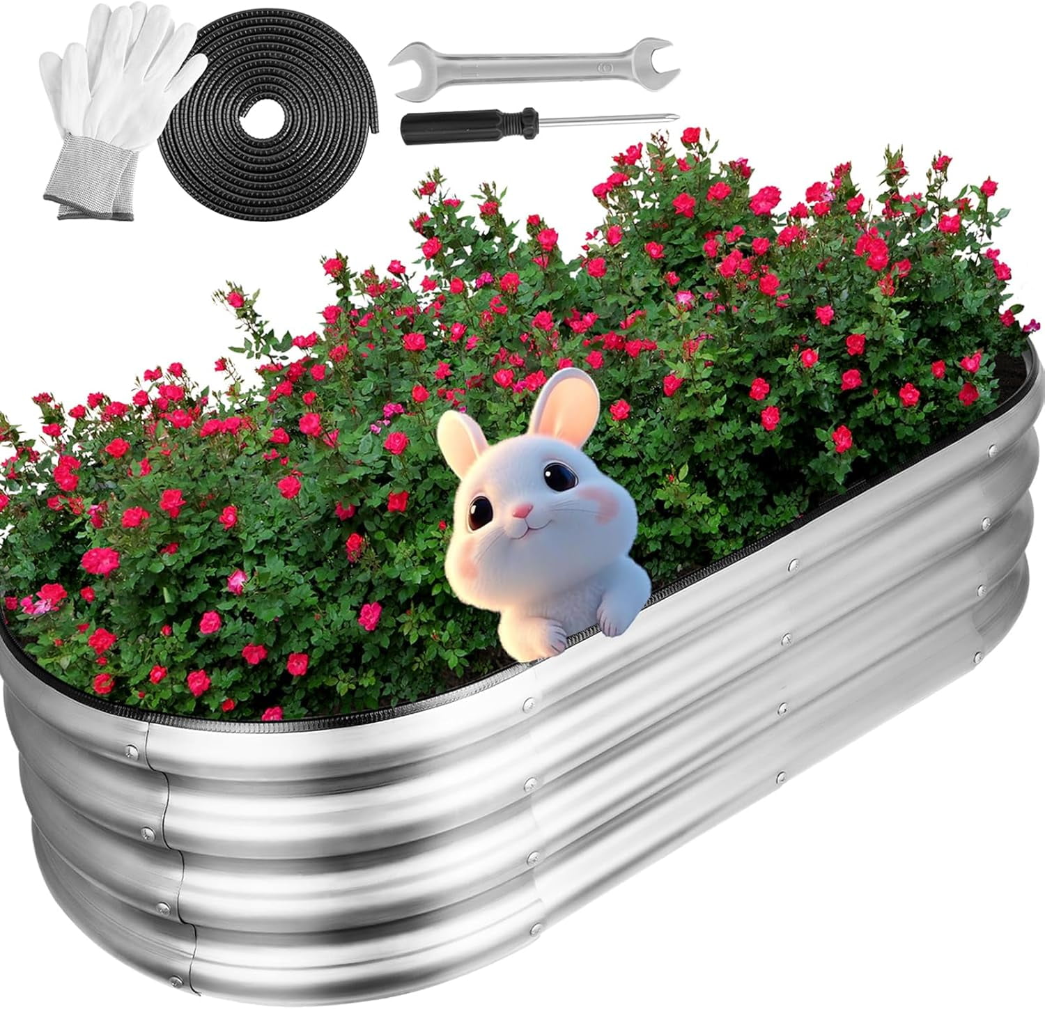 dvbiyno Raised Garden Bed Kit Galvanized Raised Garden Bed 6x3x1ft ...