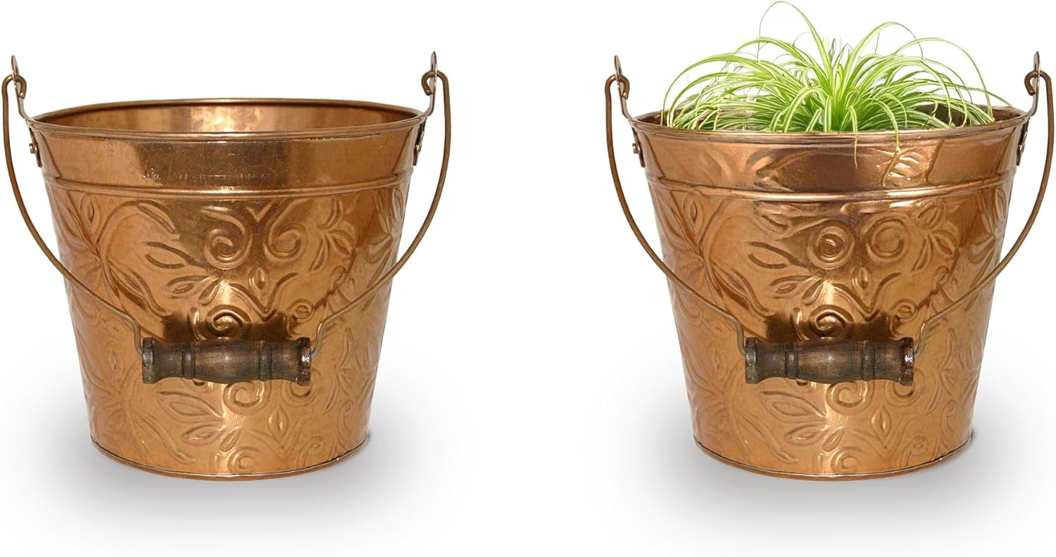 dvbiyno Robert Allen Vintage Metal Planter with Handle 14-Inch ...