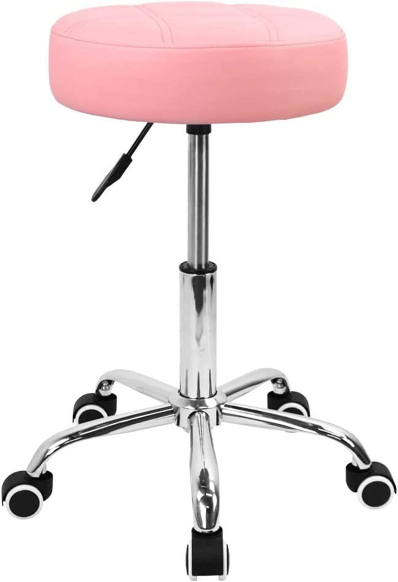 dvbiyno Round Rolling Stool Chair PU Leather Height Adjustable Shop ...