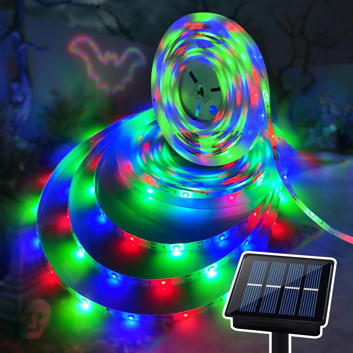dvbiyno Solar LED Strip Lights Outdoor Waterproof 19.6FT 180 LED White ...