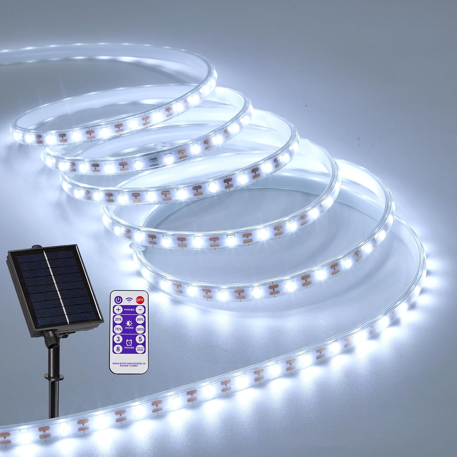 dvbiyno Solar LED Strip Lights Upgrade Outdoor Rope Lights 8 Lighting ...