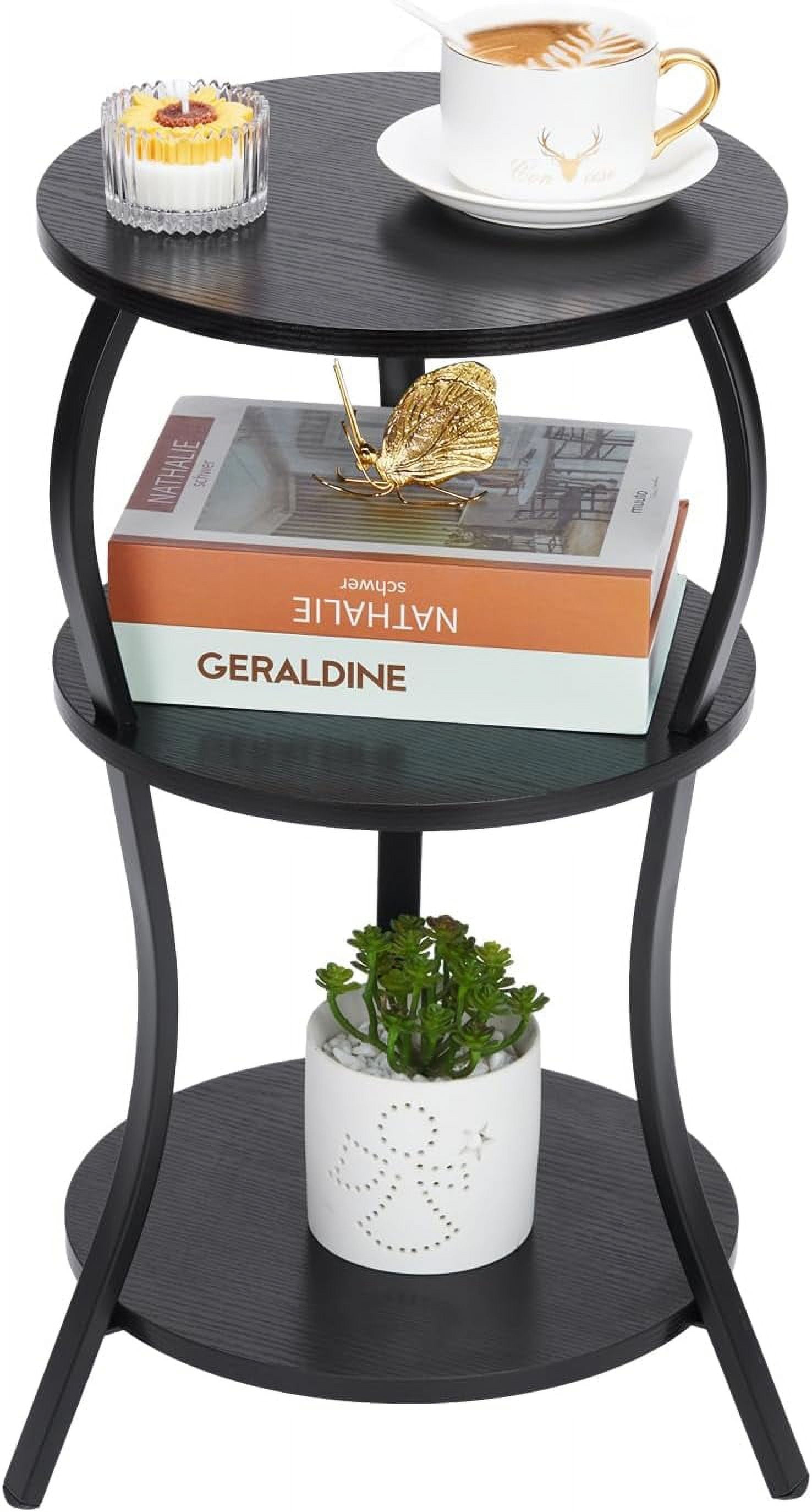 dvbiyno Vintage Small Round Side Table 3-Tier Slim Waist Circular End ...