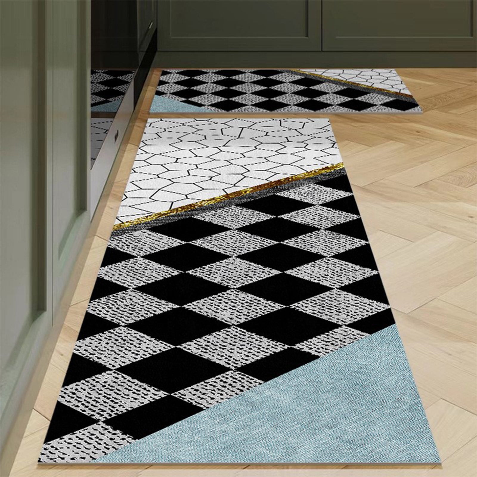 dwsnxt 2PCS Black Kitchen Mat Set Ergonomic Anti-Fatigue, Non-Slip ...