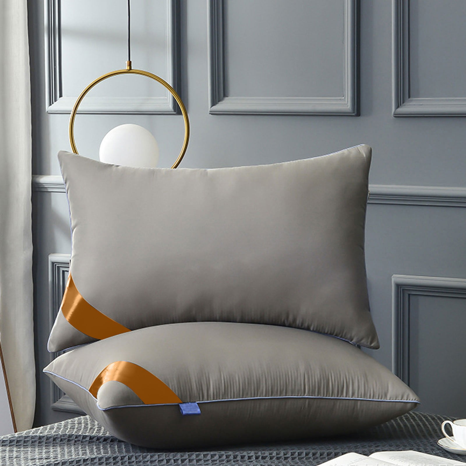 dwsnxt Feather Velvet Hotel-grade Pillow Set of 2 Down Bed Pillows for Back, Side Stomach ...