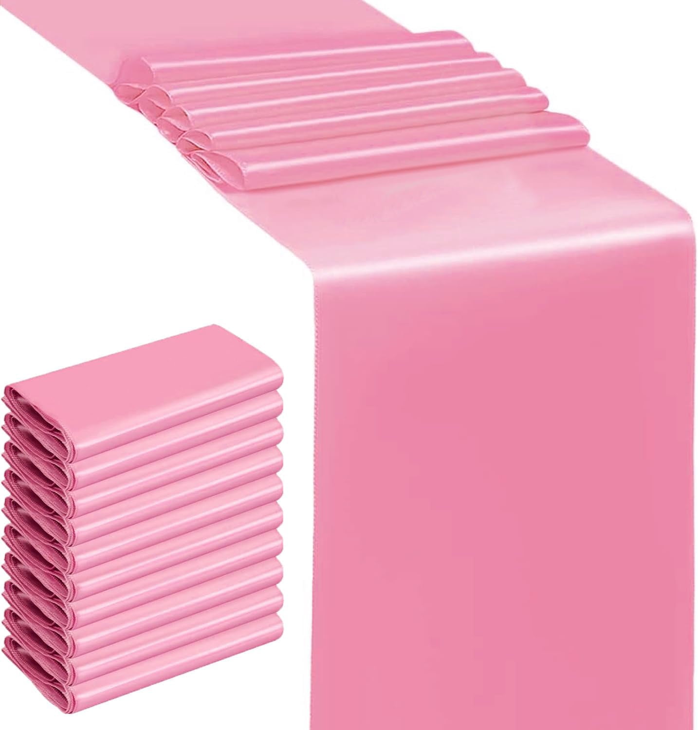 fhxbjoi 10 Pack Dusty Rose Table Runner 12 X 108 Inches Wedding Satin ...