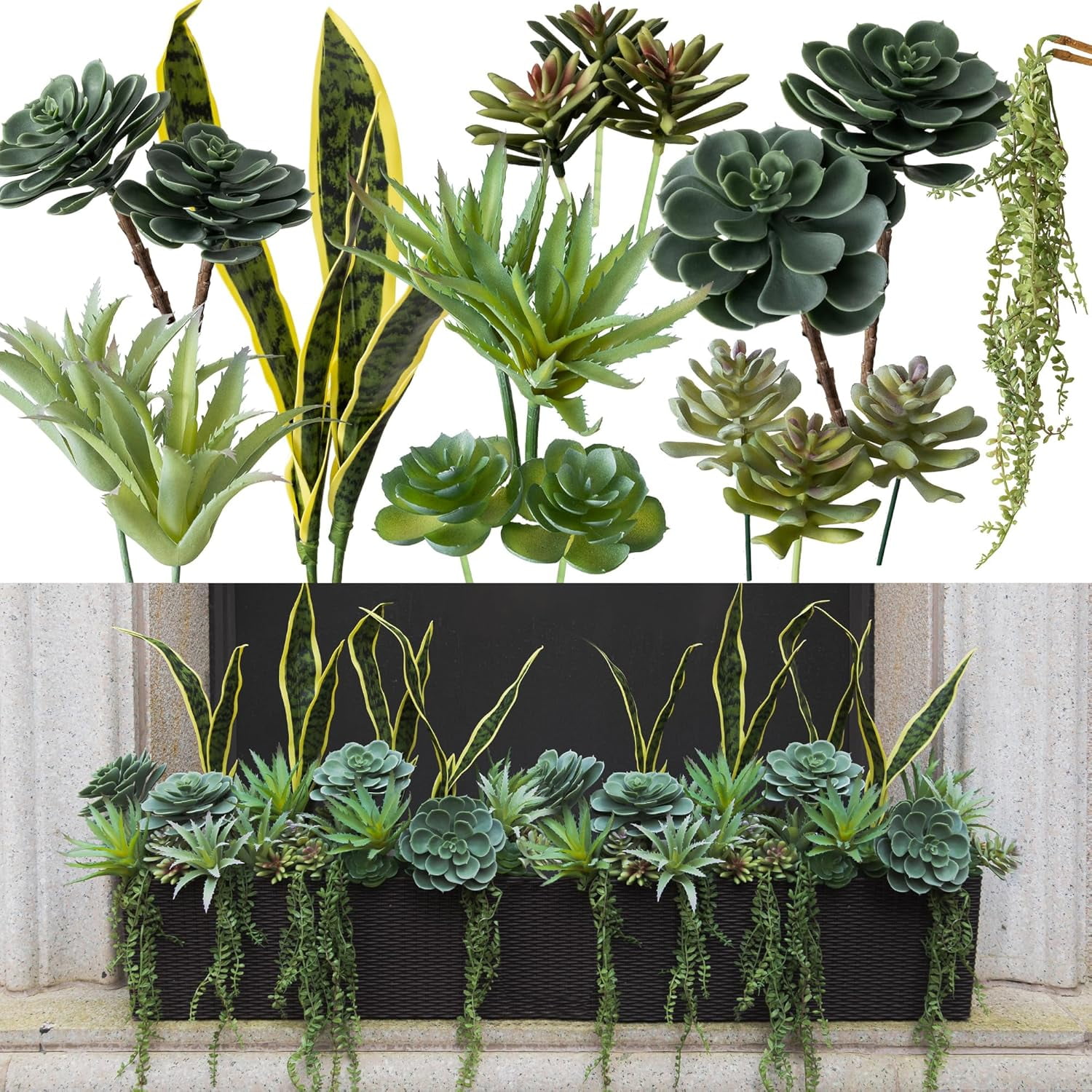 dvbiyno 12 Bunches Fake Plants Outdoor Fake Bushes UV Resistant ...