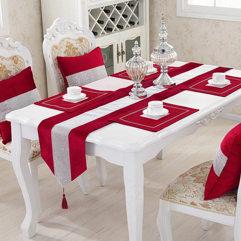 dxynlg 13 by 98 inch Tassels Table Runner Covered Sparkly Rhinestone ...