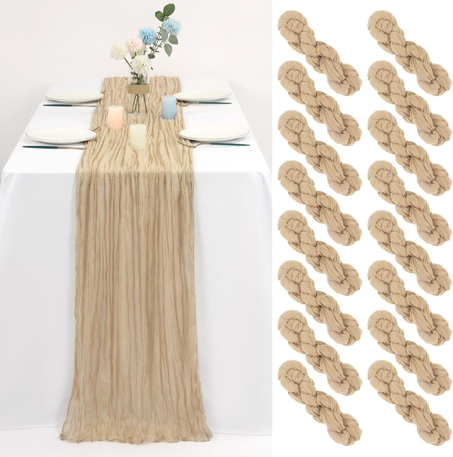 dxynlg 16 Pack Cheesecloth Table Runner Terracotta 20 x 70 Inch Rustic ...