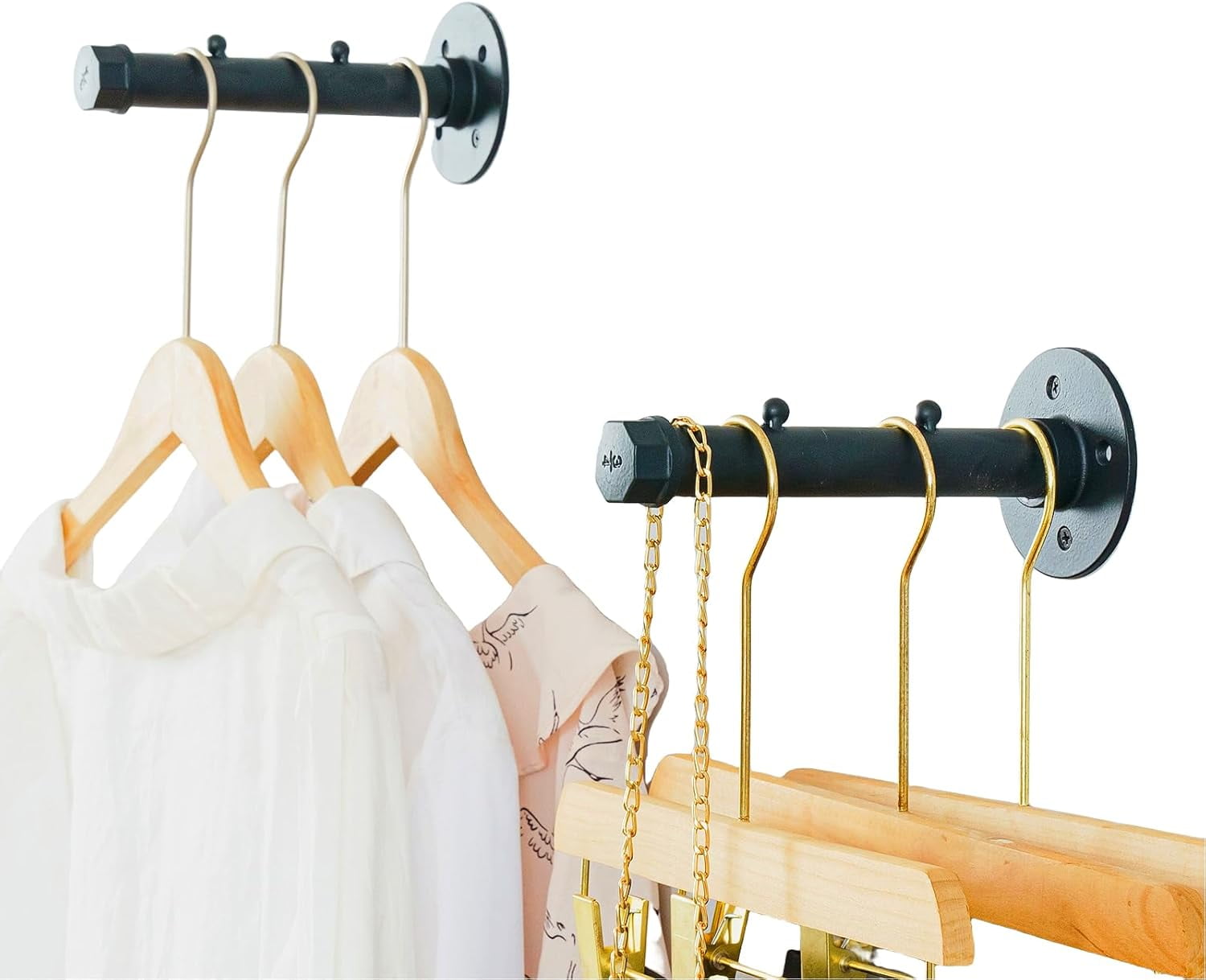 dxynlg 2 Pcs Pipe Clothing Bar Wall Mount Clothes Rack for Hanging ...