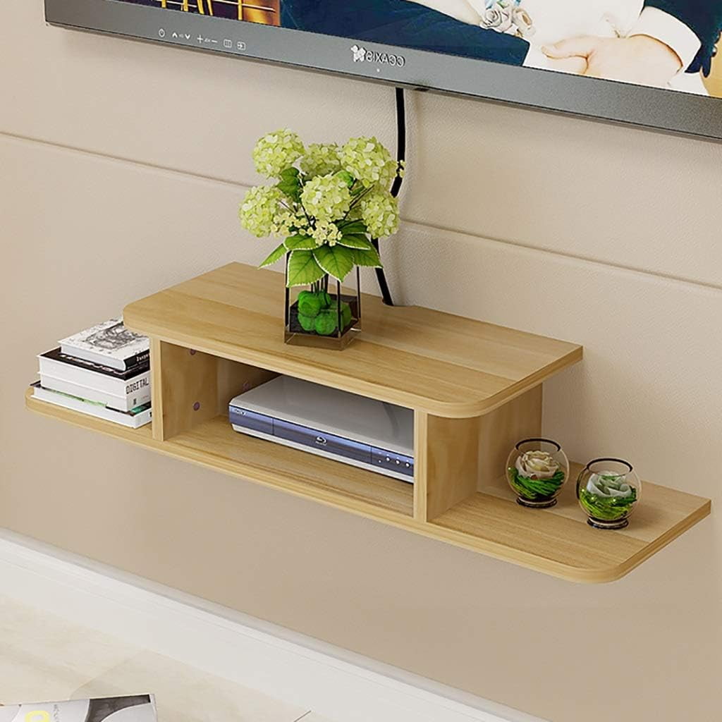 dxynlg 2-Tier Floating Media Console Cable Box Wall Mount TV Shelf ...