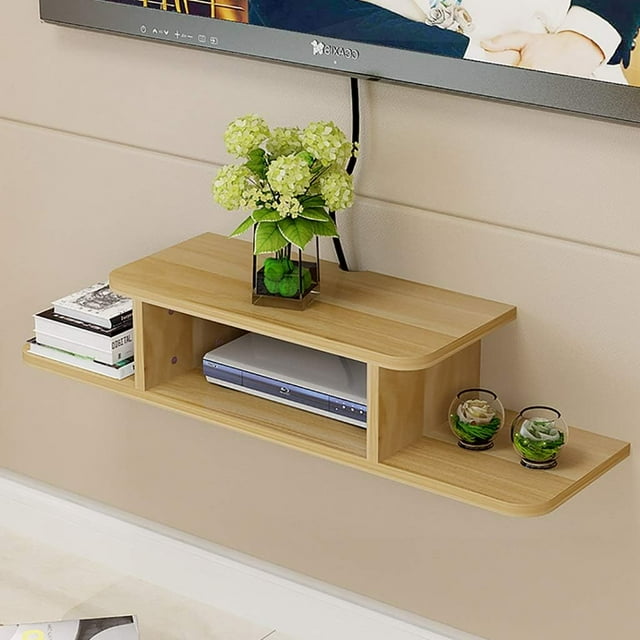 dxynlg 2-Tier Floating Media Console Cable Box Wall Mount TV Shelf ...