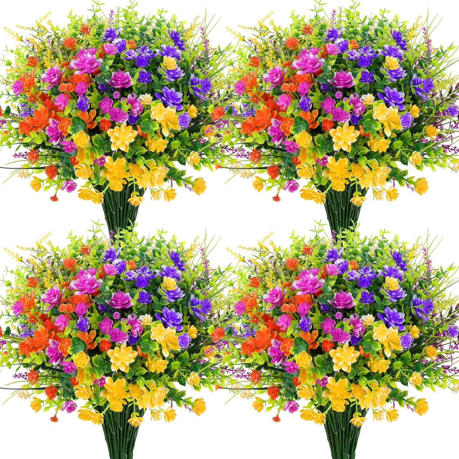 dxynlg 20 Bundles Aritificial Flowers for Outdoors Decoration UV ...