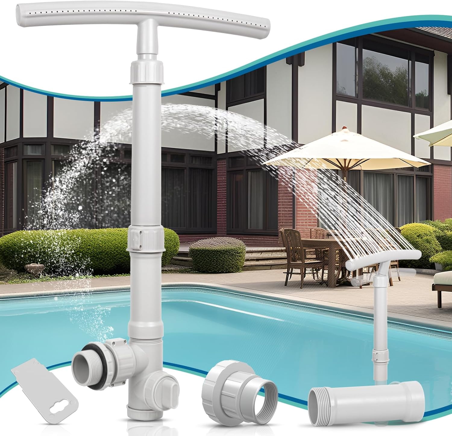 dxynlg (2025 Upgrade)Pool Fountain for Above and In-Ground Pools Dual ...