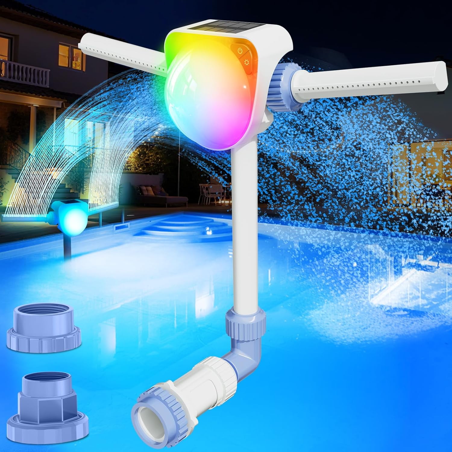 dxynlzq 2025 Upgrade Solar Fountain Light Show Adjustable Dual Spray ...