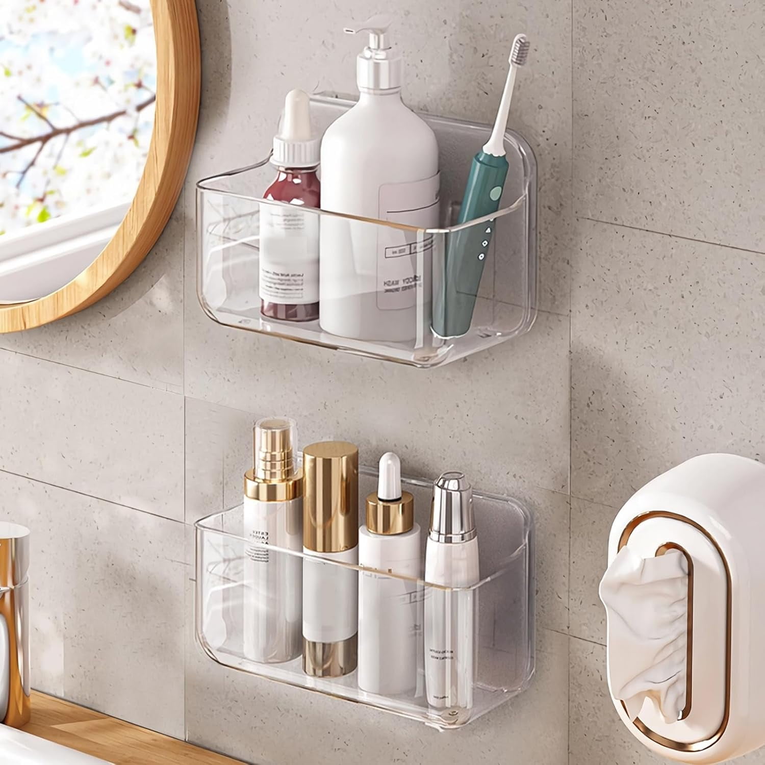 dxynlg 2pc Clear Wall Mount Organizer Adhesive Cabinet Door Organizer ...