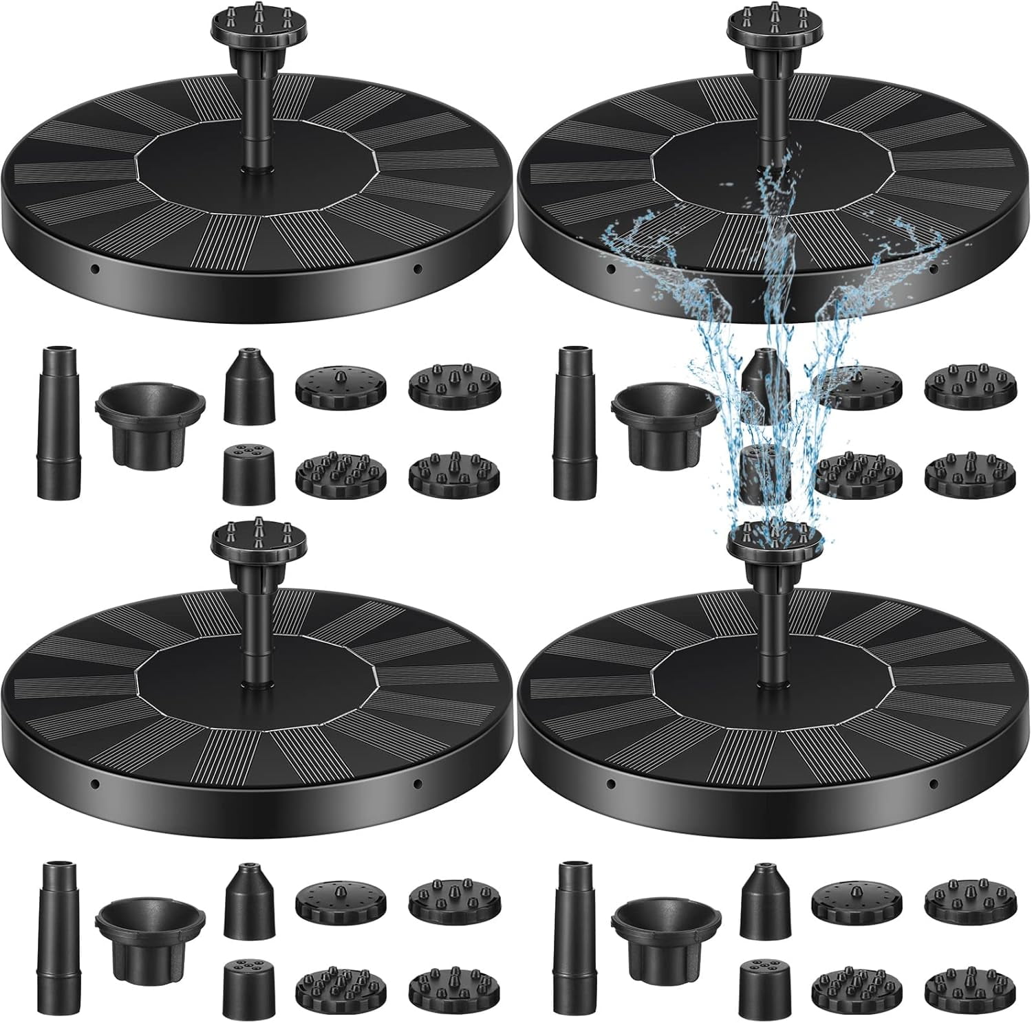 dxynlg 4 Pack Solar Bath Fountain Pump with 6 Nozzle Water Floating ...