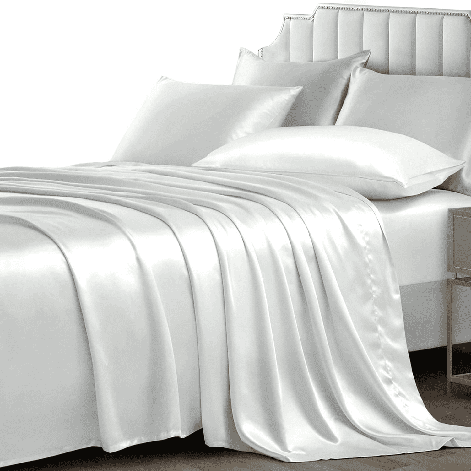 dxynlg 4-Piece Satin Sheet Set - Queen Silky Satin Sheets with 1 Fitted ...
