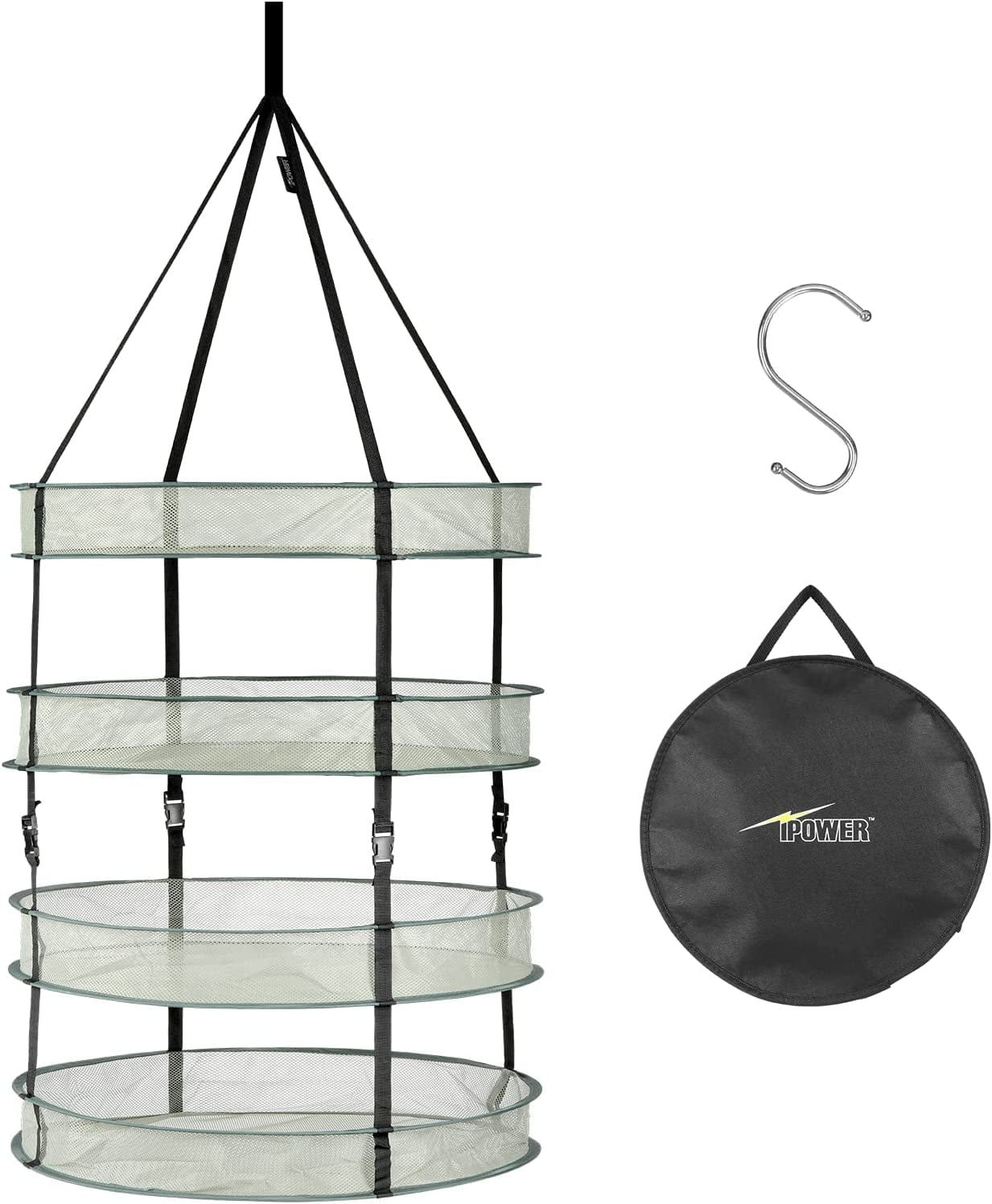 HLZBJY 4-Tier Foldable Collapsible Mesh Clothes Hanging Dryer Drying ...