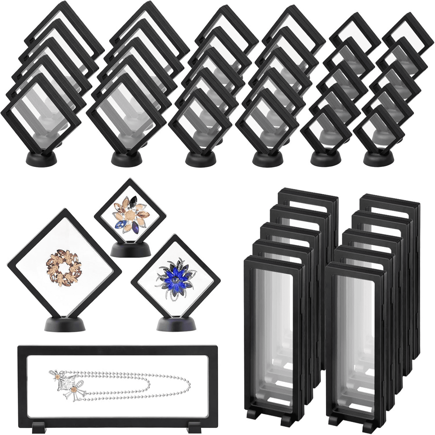 dxynlg 40 Pack 3D Floating Display Case Coins Display Stand Transparent Film Jewelry Storage ...