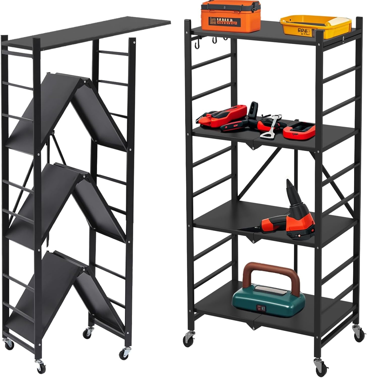 dxynlg 5 Tier Storage Shelves Metal Collapsible Shelving Unit with ...