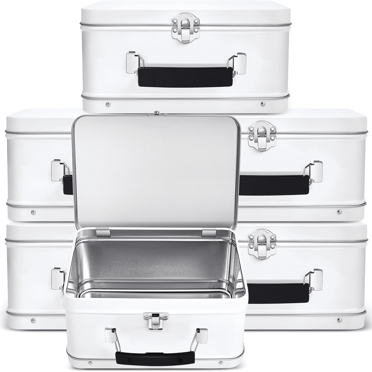 dxynlg 6 Pack DIY Lunch Tin Retro Set 8 x 6 x 4 inches with Hinged Lids ...