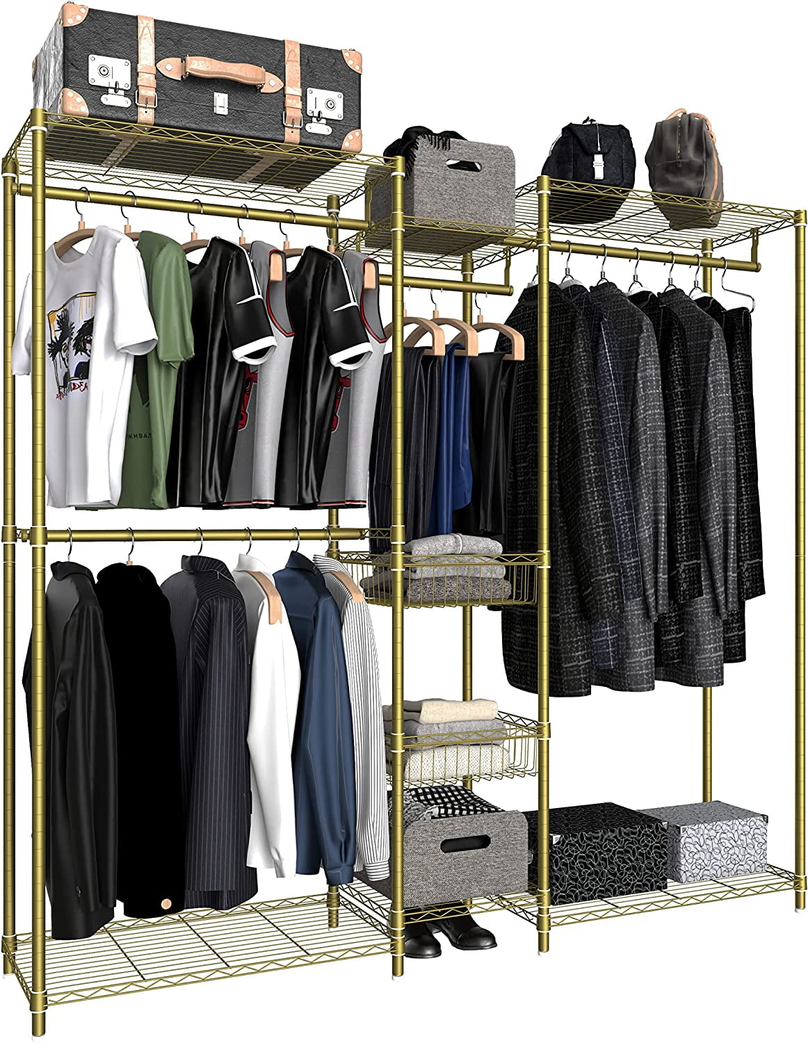 dxynlg 6 Tiers Heavy Duty Garment Rack Clothing Storage Organizer Metal ...