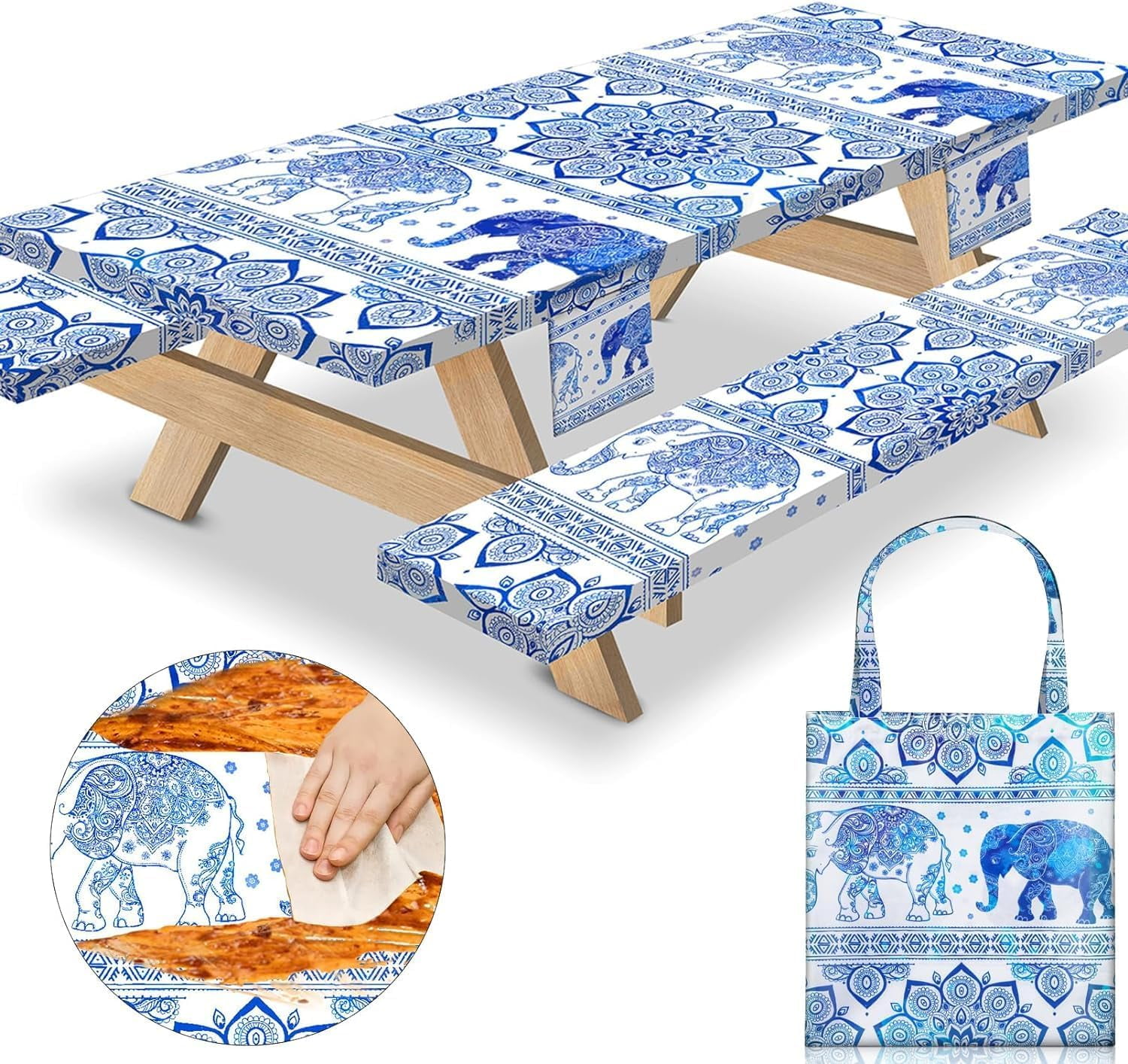 dxynlg 96×30Inches Picnic Table Cover with Bench Covers Heavy Duty ...