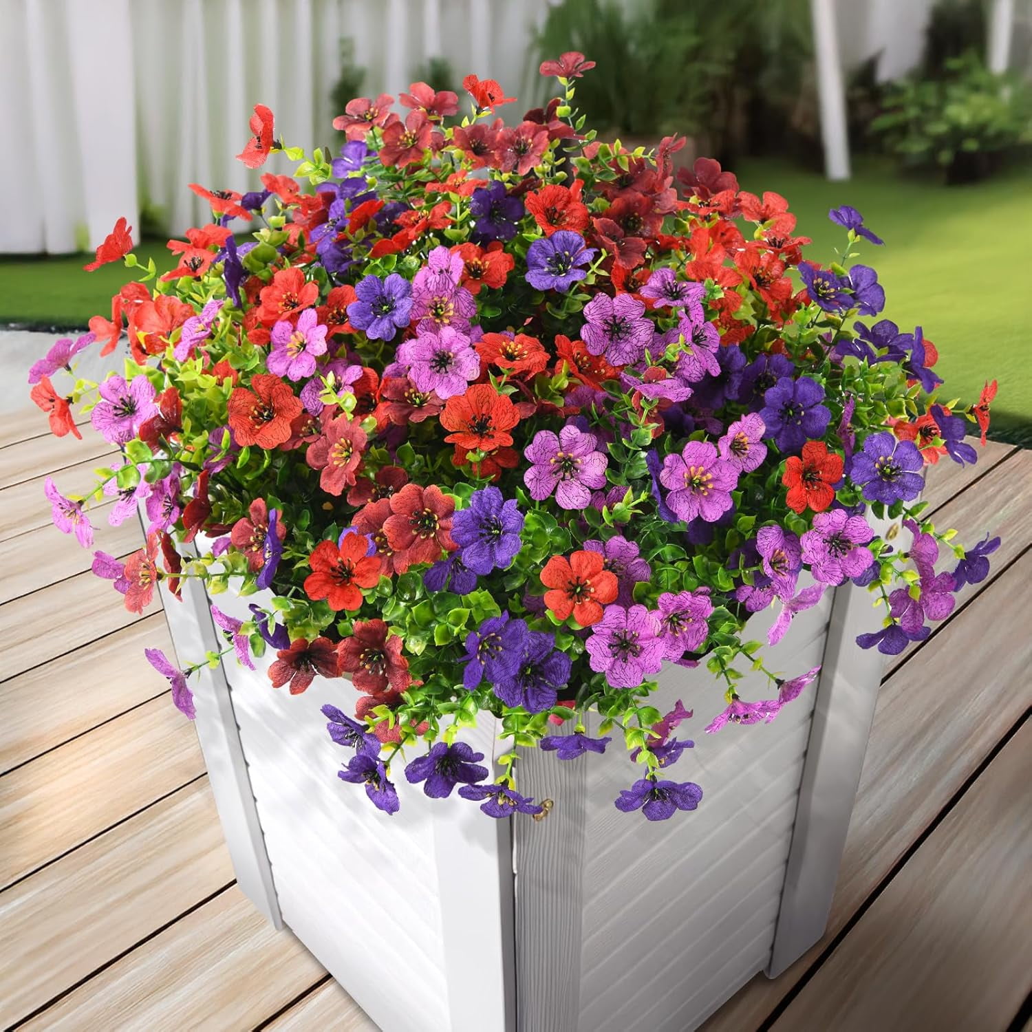 dxynlg Artificial Fake Flowers Faux Plants for Outdoors 12 Bundles Silk ...
