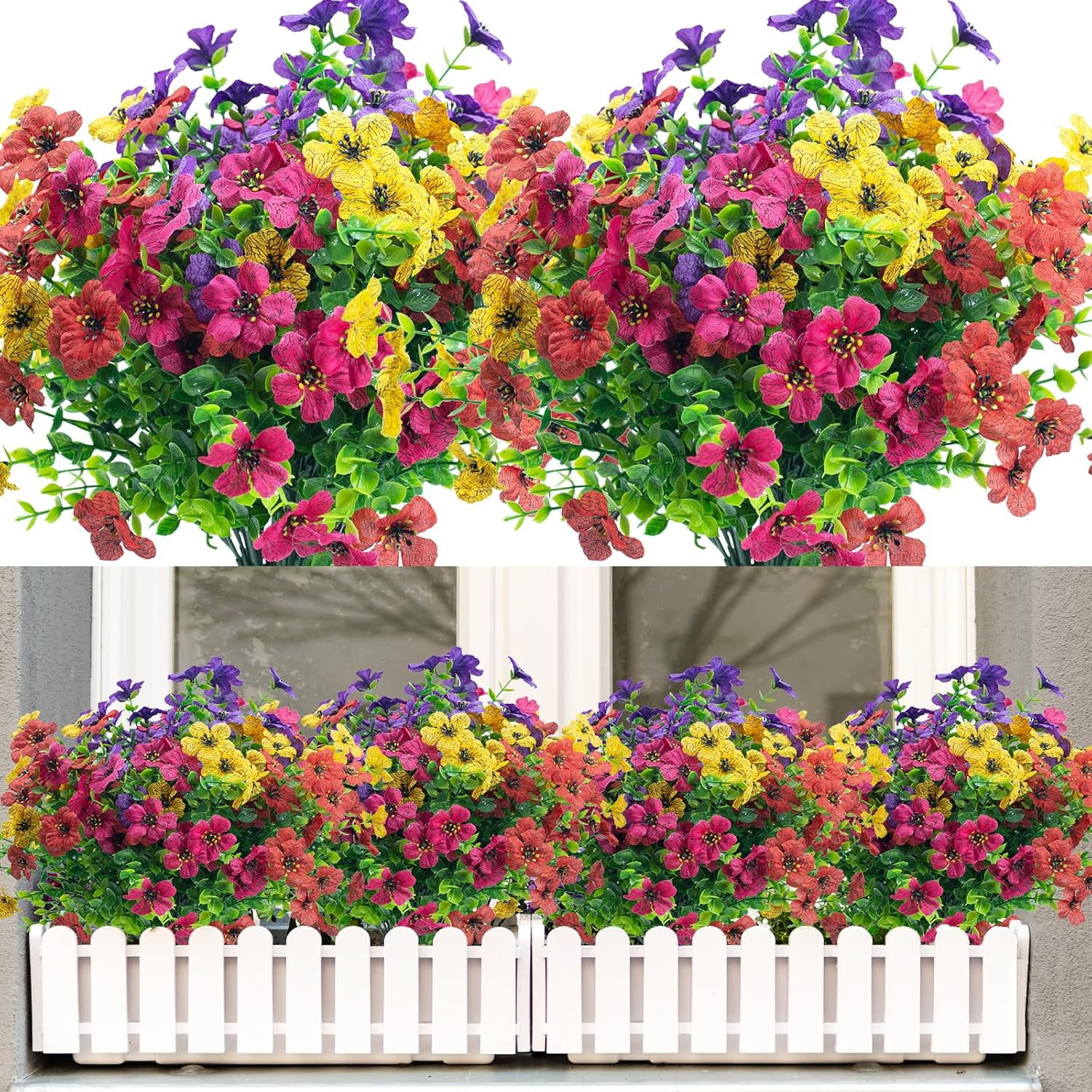 dxynlg Artificial Flowers for Outdoor 20 Bundle UV Resistant Fake ...