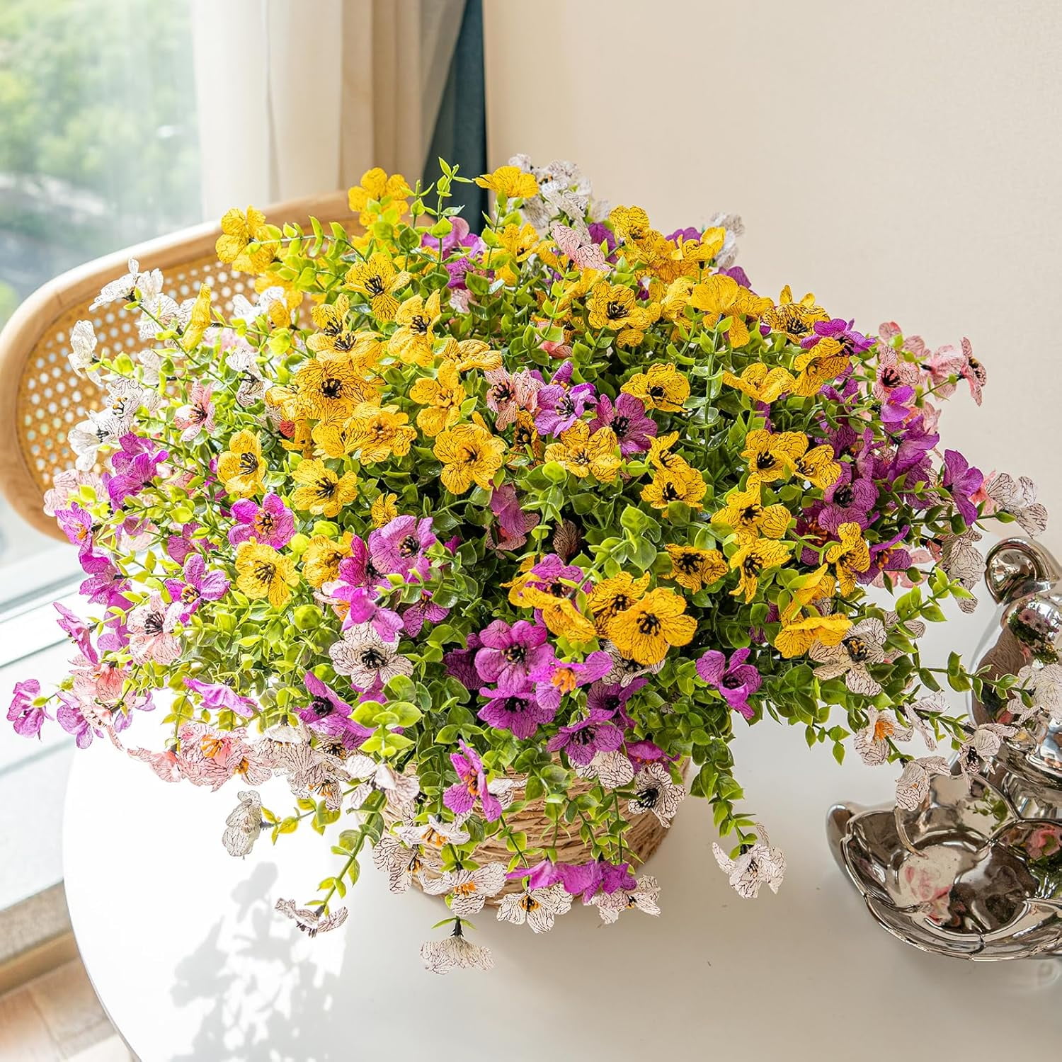 dxynlg Artificial Flowers Outdoor UV Resistant Realistic Garden ...