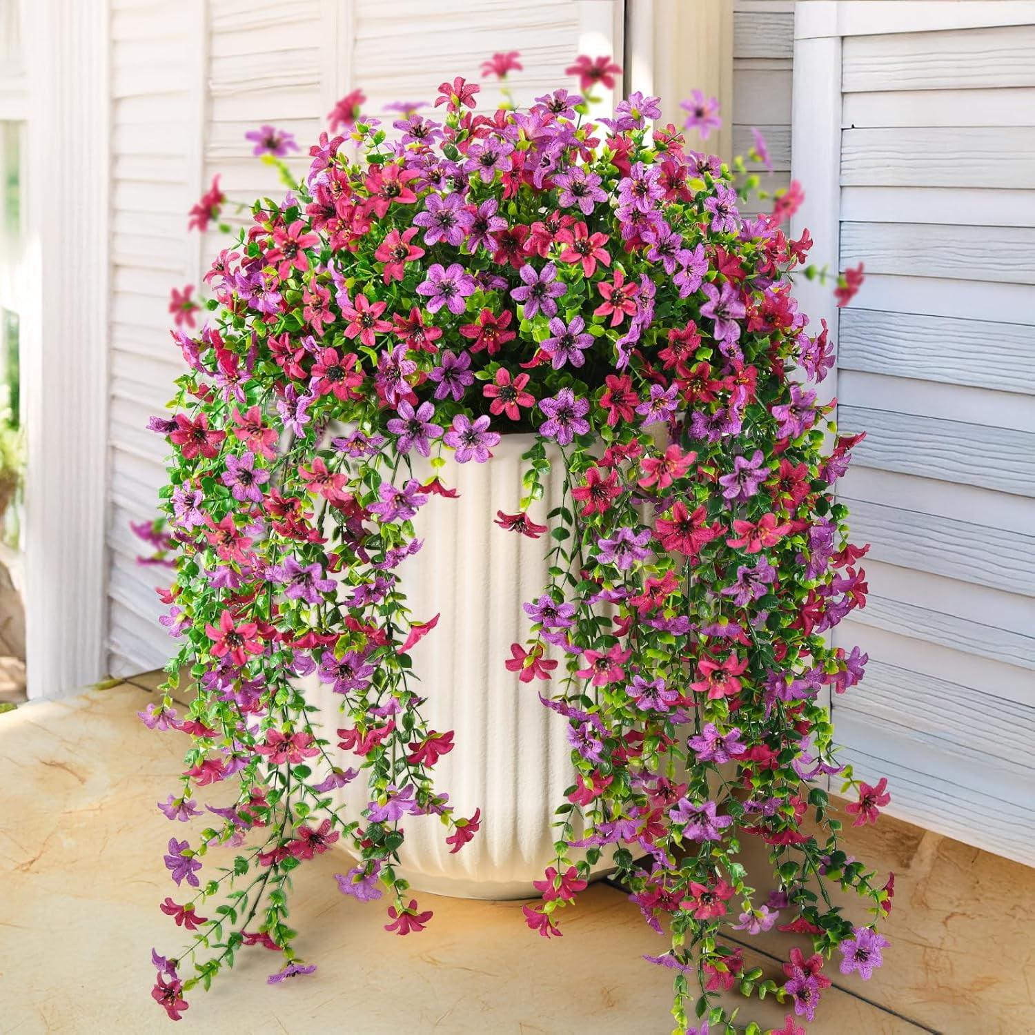 dvbiyno Artificial Hanging Flowers for Outdoors 2 Pcs Fake Hanging ...