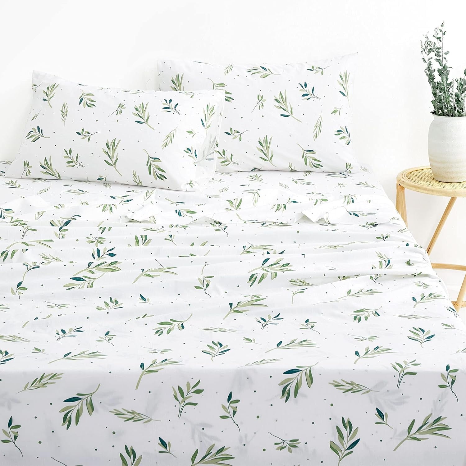 dxynlg - Botanical Bed Sheets 100% Cotton 4-Piece Sheet Set Cottagecore ...