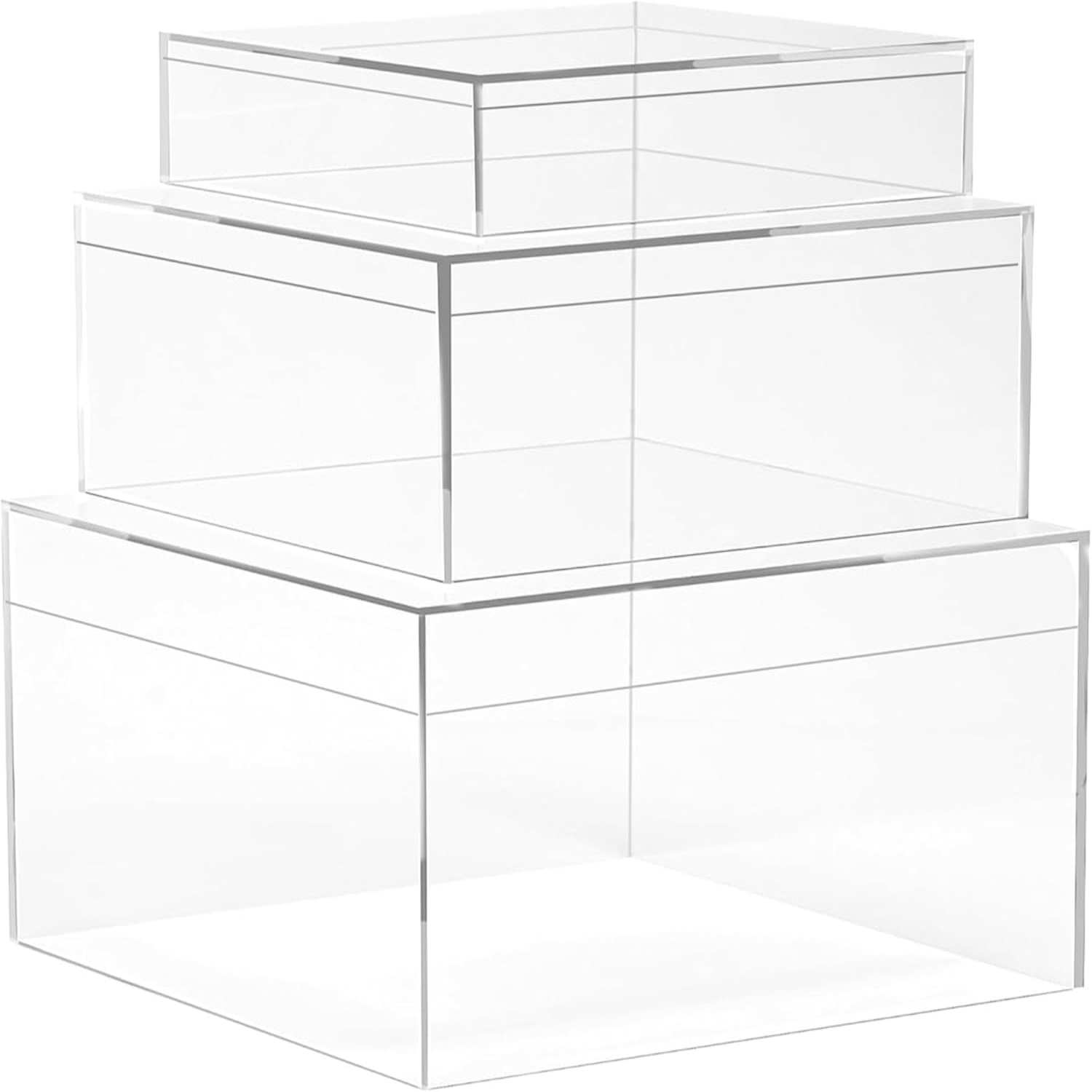 dxynlg Clear Acrylic with Lid Acrylic Display Plastic Square Cube ...