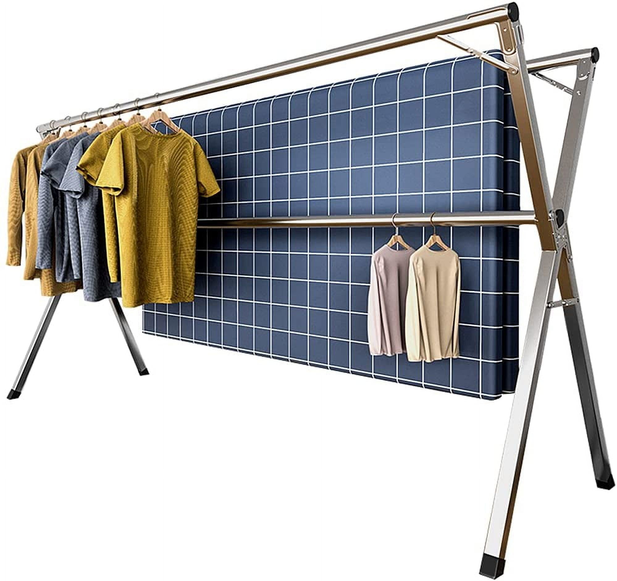 dxynlg Clothes Drying Rack 79 inch Heavy Duty Stainless Steel Laundry ...