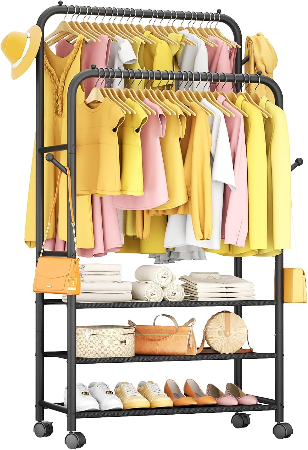 dxynlzq Clothing Racks for Hanging Clothes Portable Rolling Garment ...