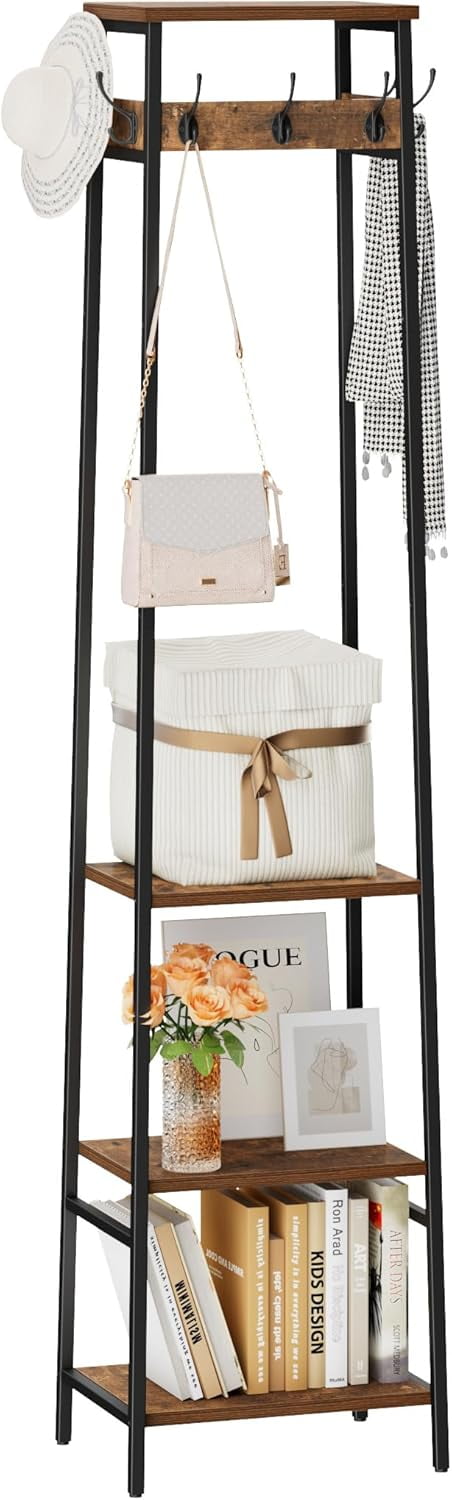 dxynlg Coat Rack Freestanding Coat Stand with 3 Shelves and 7 Hooks ...