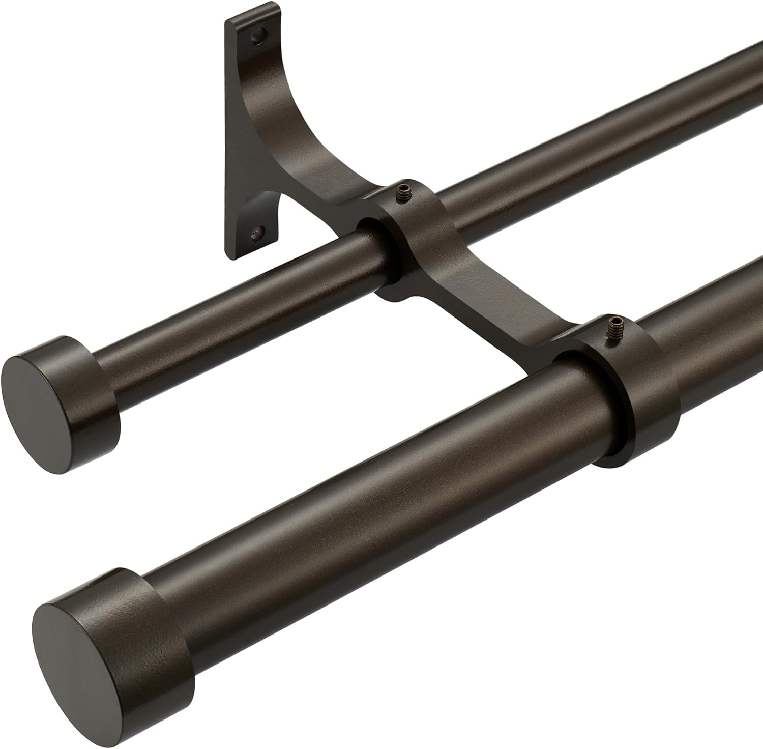 dxynlg Double Curtain Rods with Aluminum End Cap and Full Surround ...