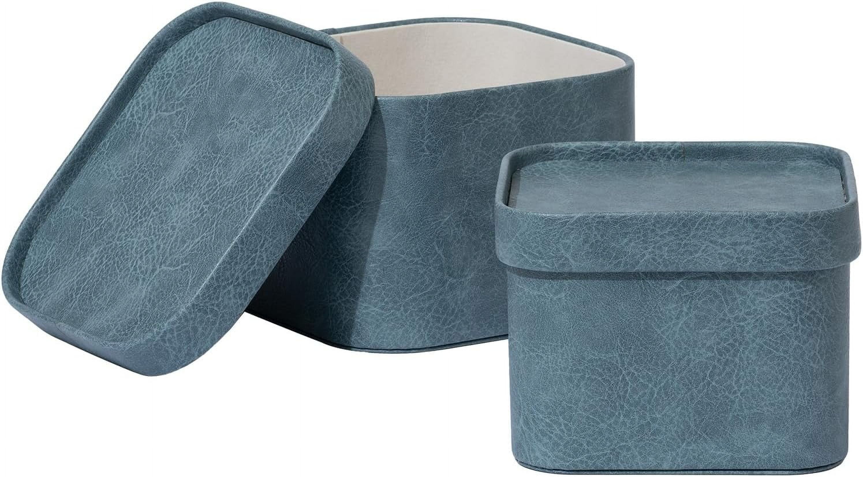 dxynlg Fluted Cardboard Storage Baskets with Leather-Like Lids Sturdy ...