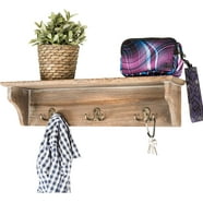 Emma + Oliver Black Rustic Wall Hanging Storage Rack with 5 Hooks for ...