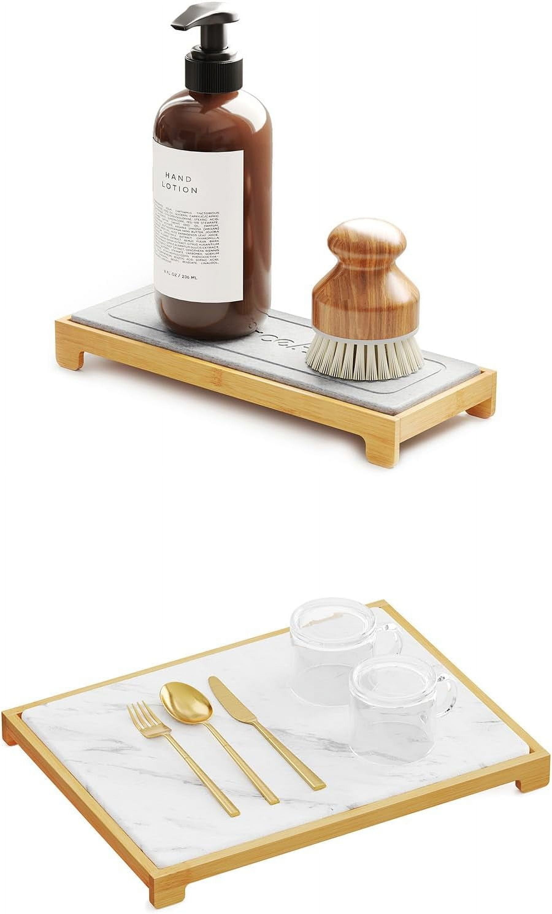 dxynlg Instant Dry Sink Caddy Organizers and Stone Dish Drying Mat for ...