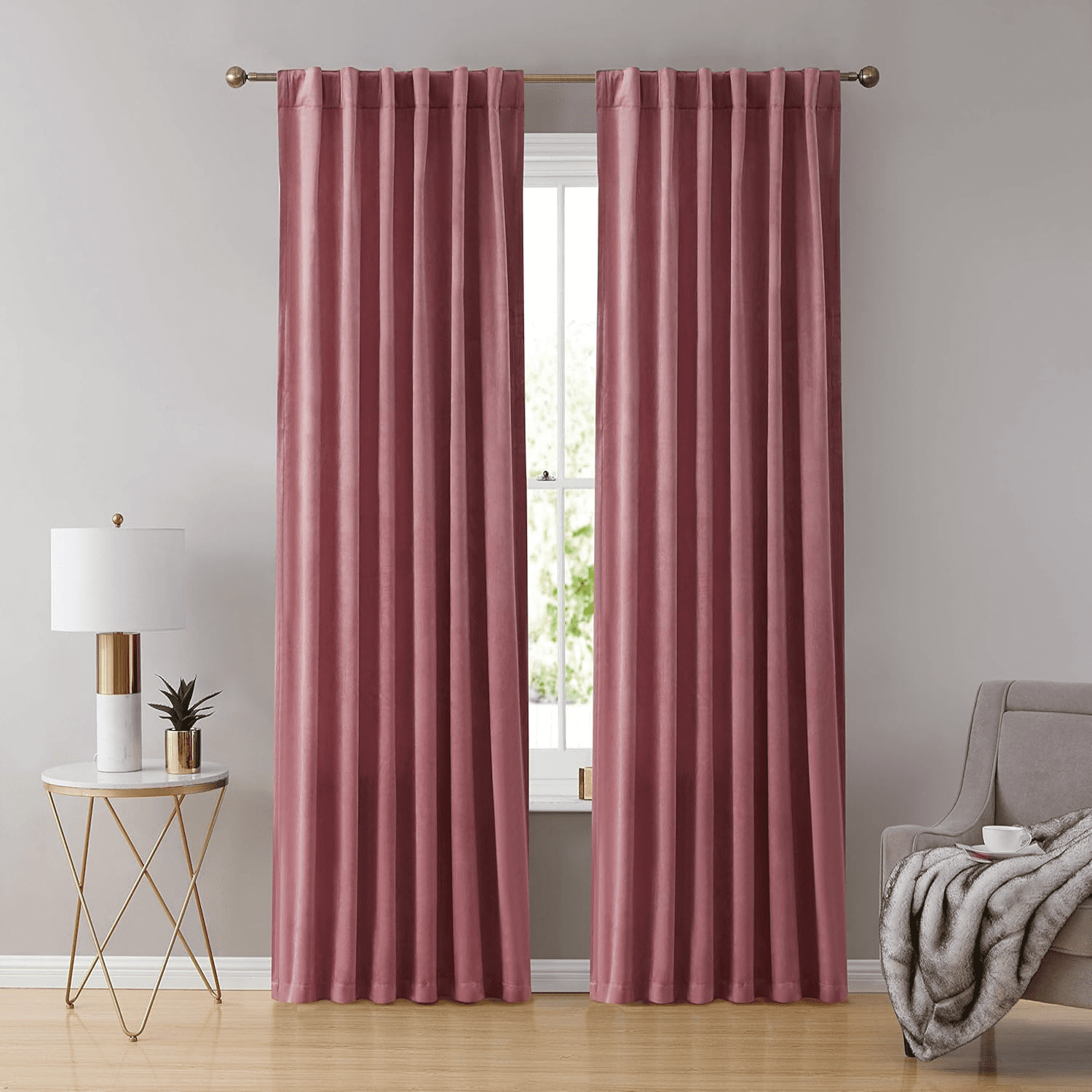 dxynlg Lopez Velvet Premium Privacy Back Tab Rod Pocket Window ...
