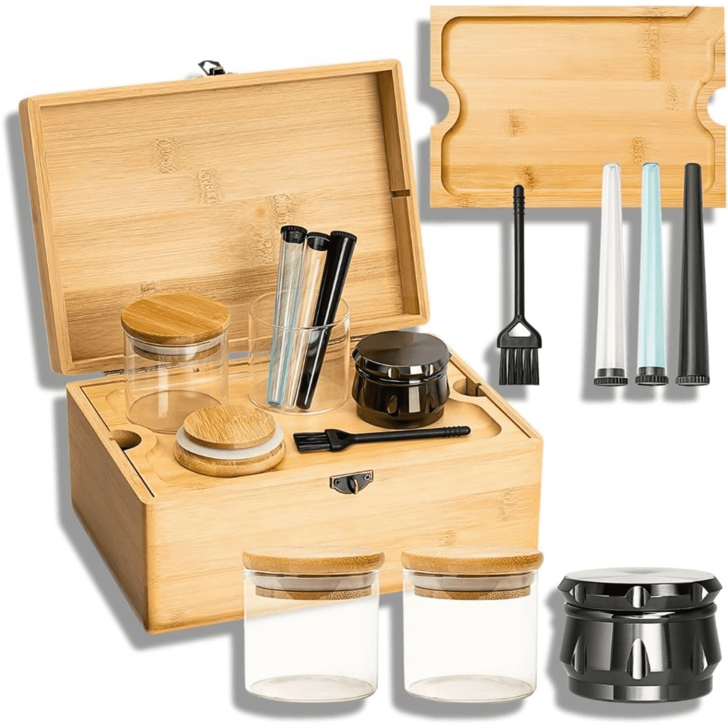 dxynlg Premium Decorative Black Bamboo Storage Set with Multi-Purpose ...