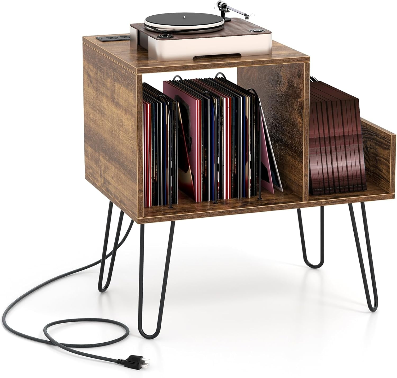 dxynlg Record Player Stand with Charging Station Turntable Stand with ...