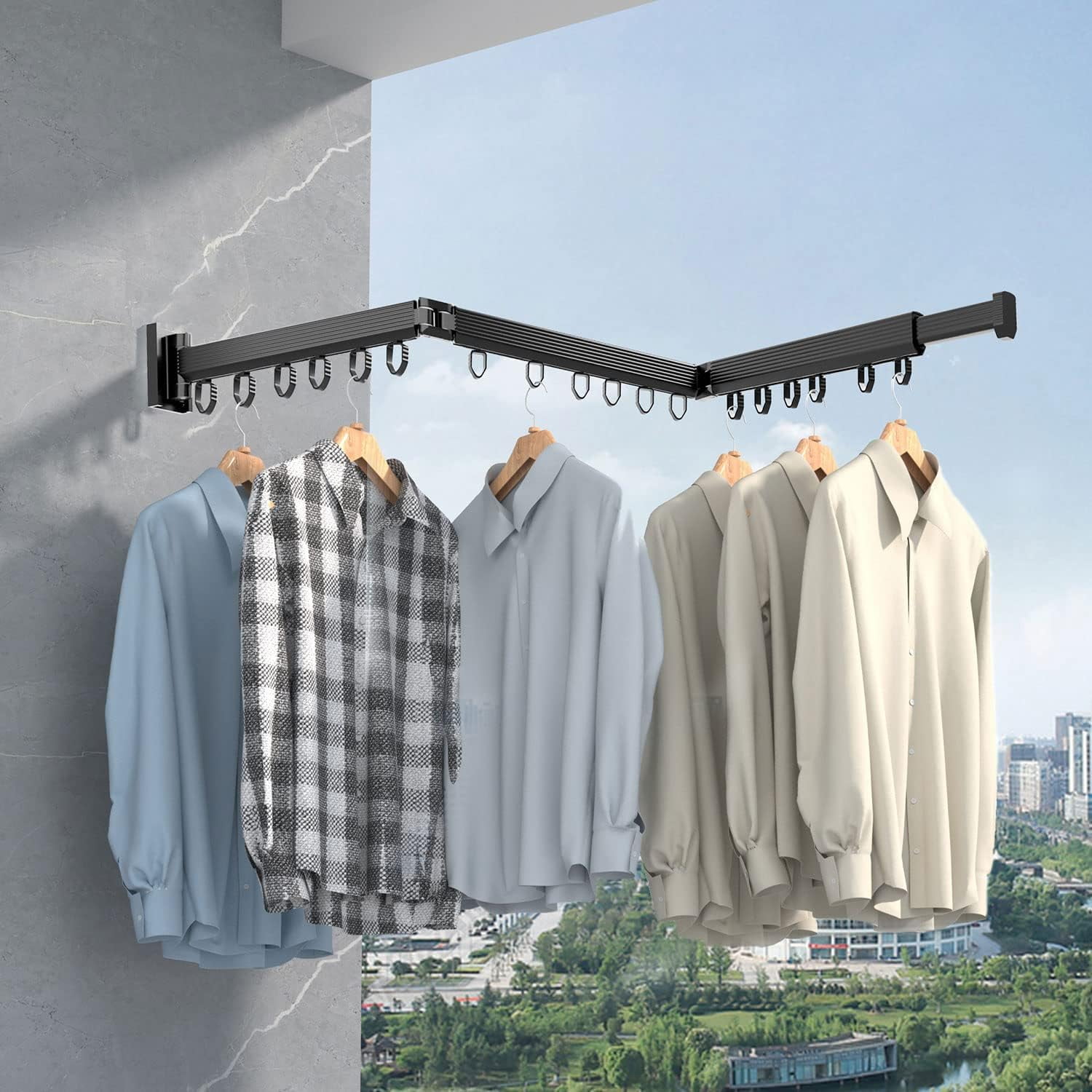 dxynlg Retractable Clothes Drying Rack Wall Mounted Foldable Laundry ...