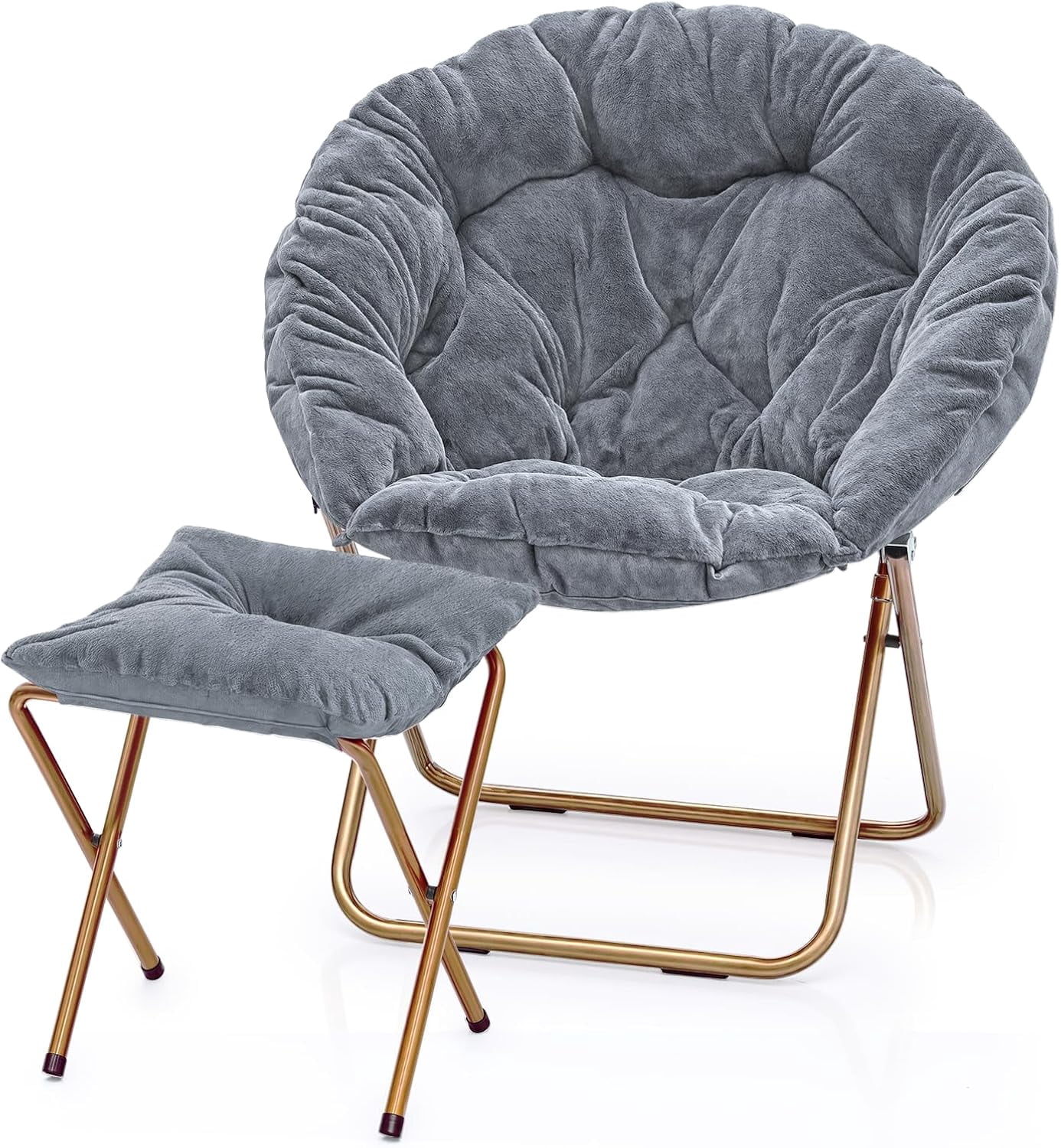 dxynlg Round Folding Faux Fur Saucer Chair for Bedroom Living Room Dorm ...