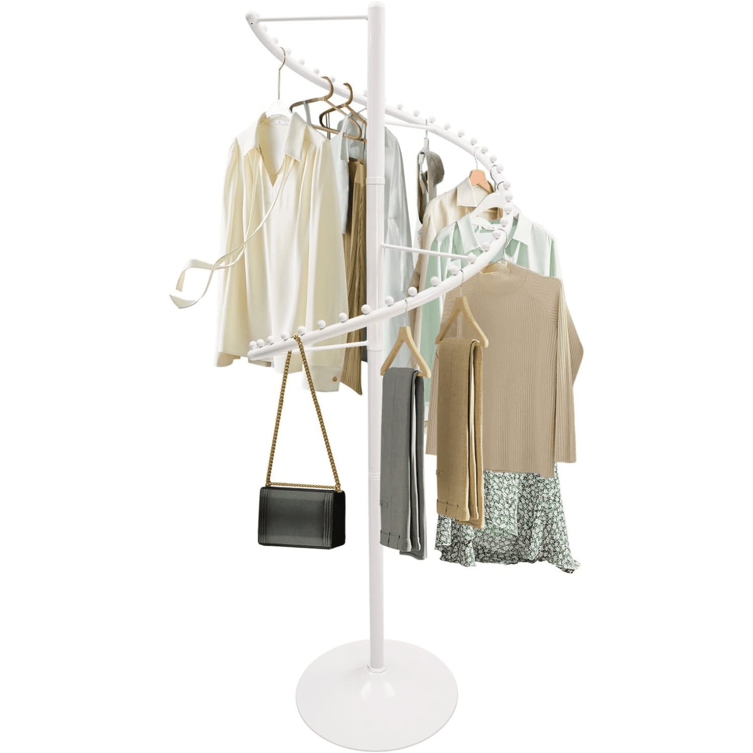 dxynlg Round Garment Floor Standing Iron clothes Hanging with Topper ...