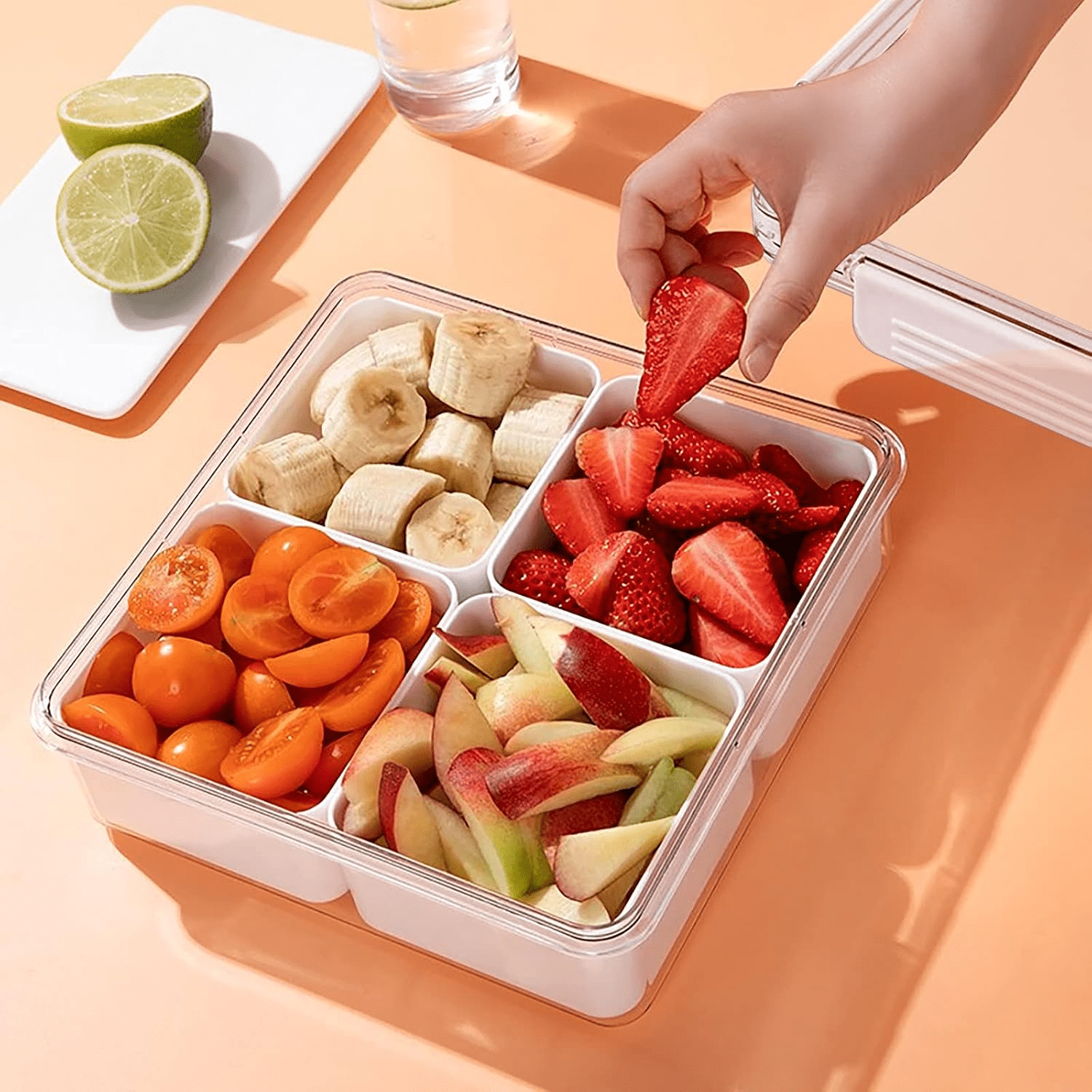 dxynlg Serving Tray for Party Divided Veggie Tray with Lid Sealed ...