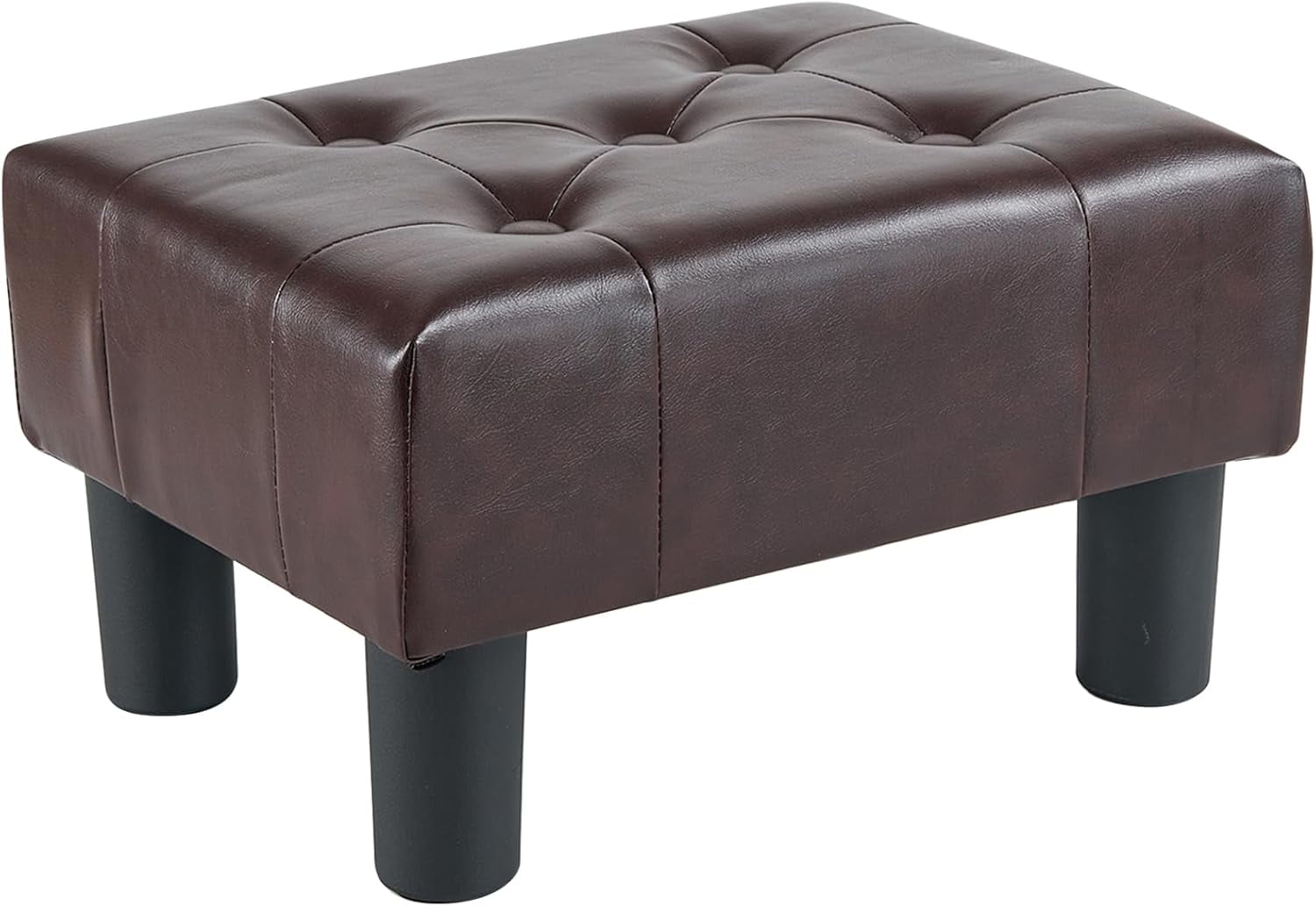 dxynlg Small Foot Stool Ottoman Faux Leather Ottoman Foot Rest with Legs Rectangle Footstool ...