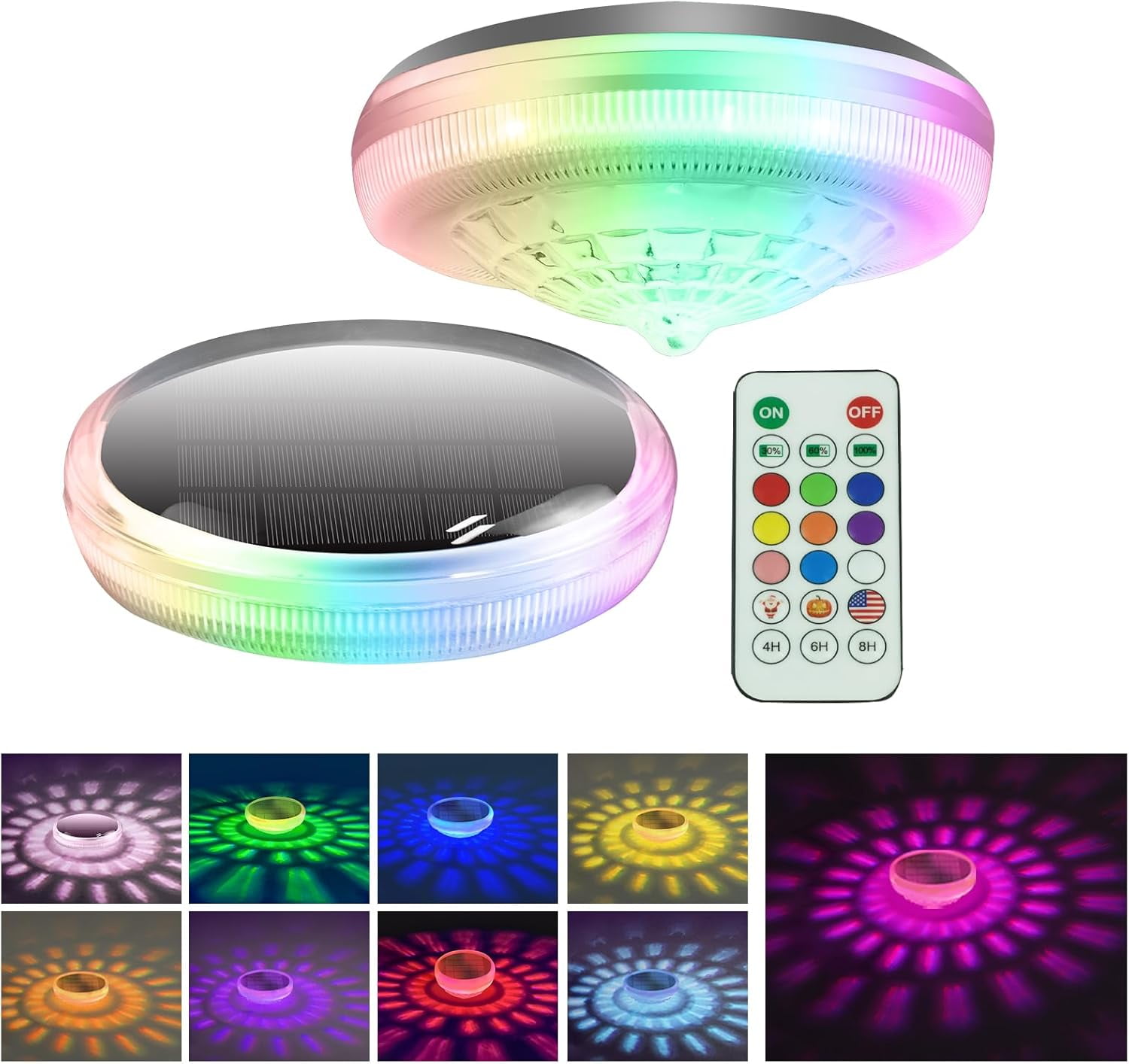 dxynlg Solar Floating Pool Lights 9 Fixed Colors ＆ 3 Dynamic RGB Color ...