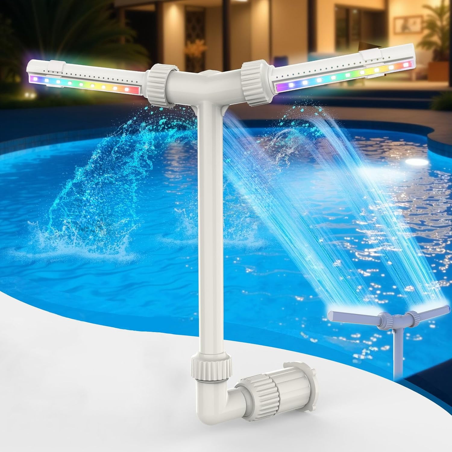 dxynlg Solar Pool Fountain with Lights for Above Ground Inground Pools ...